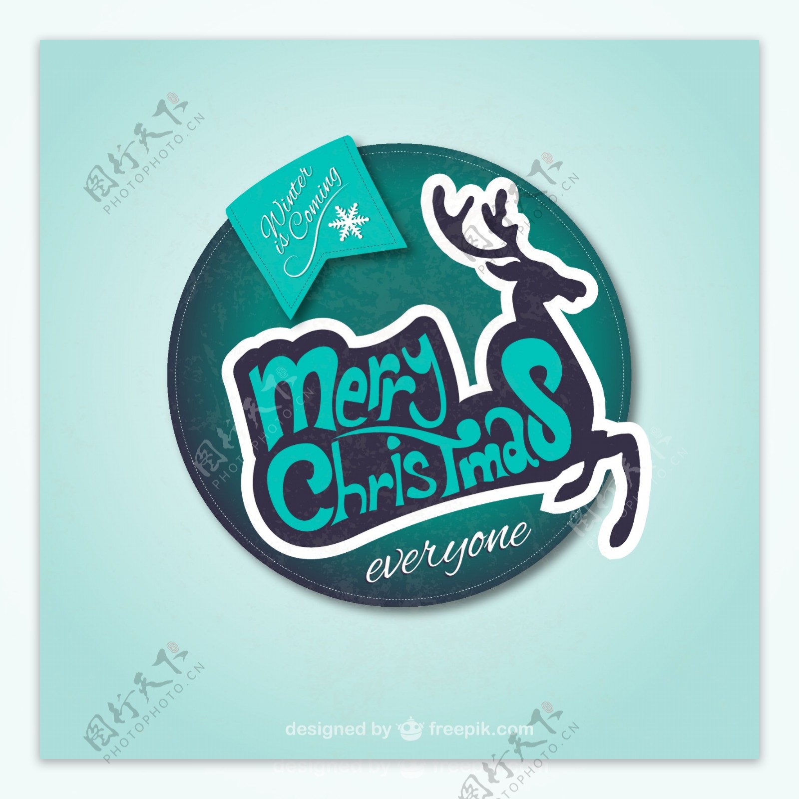 圆形圣诞驯鹿标签图片素材-编号01277838-图行天下