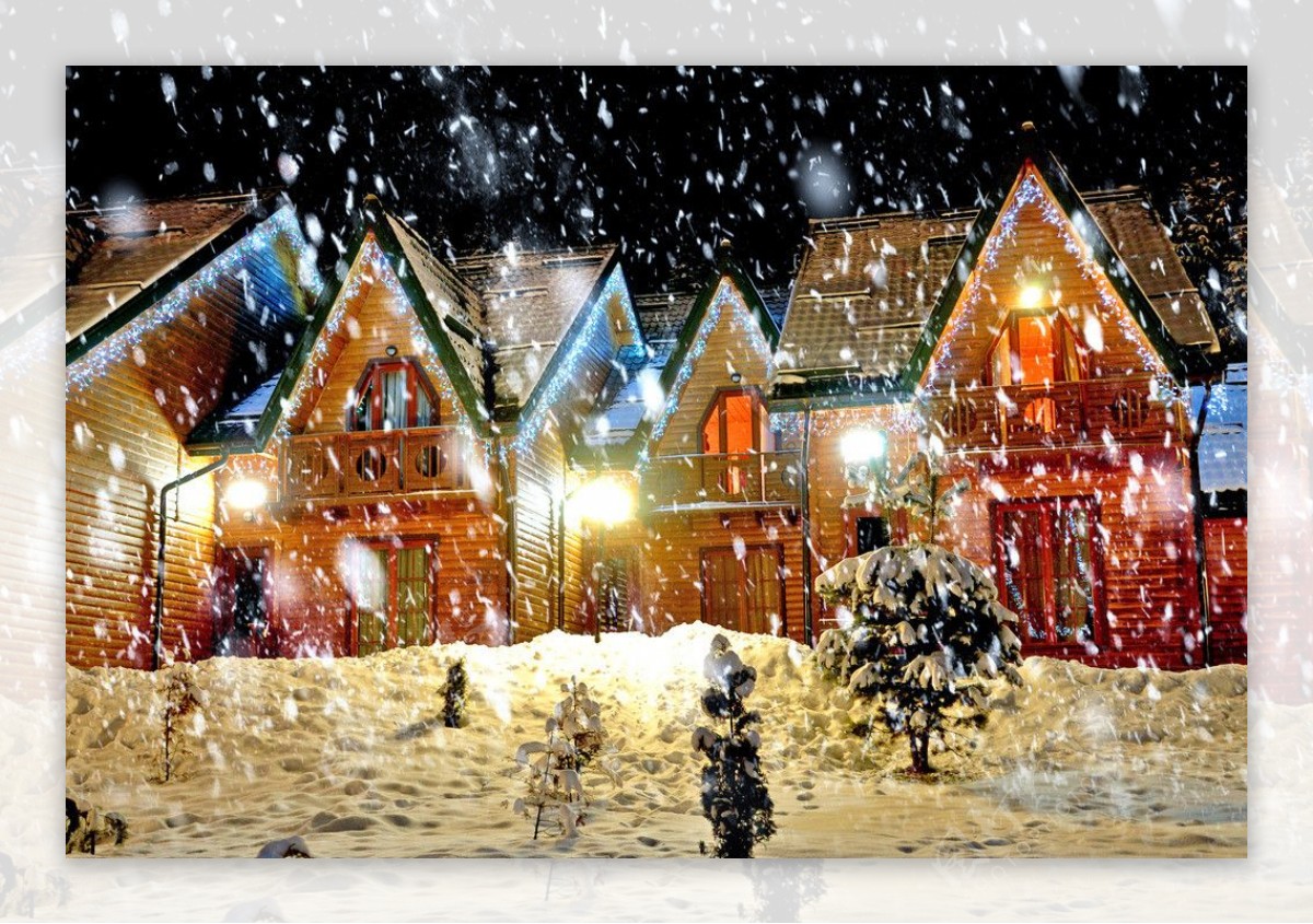 雪夜圣诞背景图片素材-编号15875548-图行天下