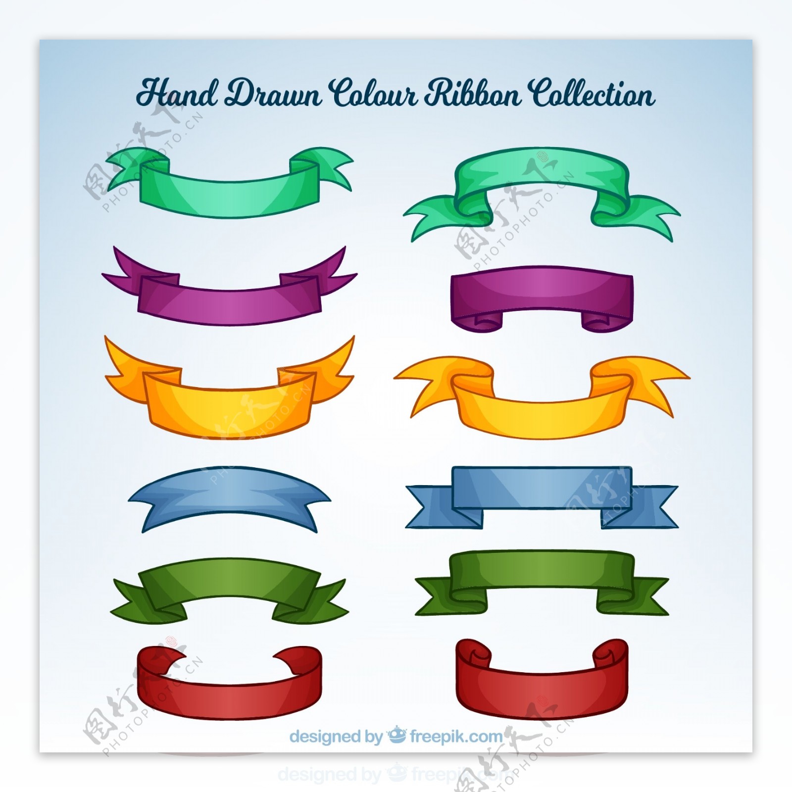 手绘彩色丝带系列图片素材-编号24641958-图行天下
