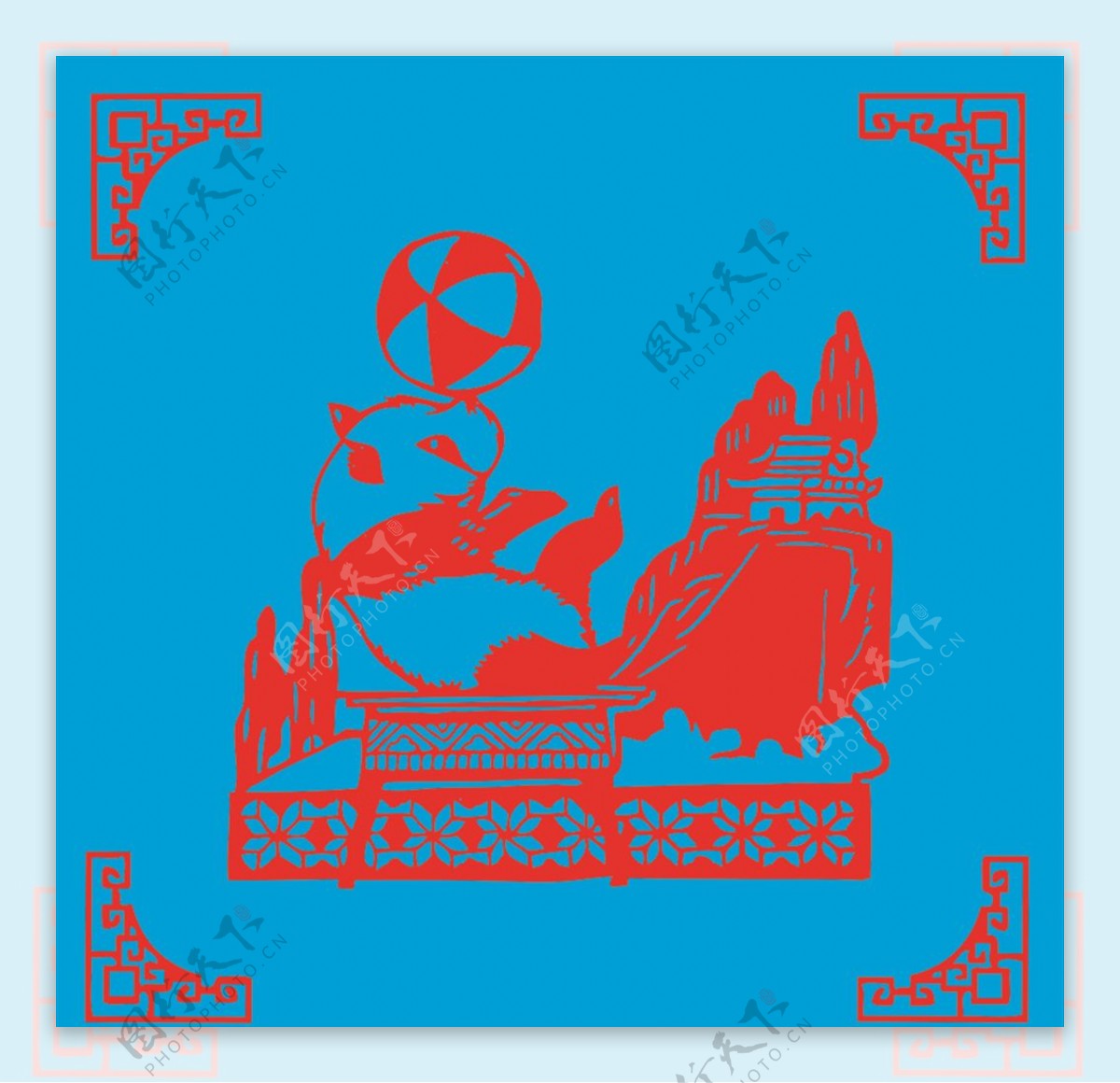 熊猫剪纸图片素材-编号30711838-图行天下