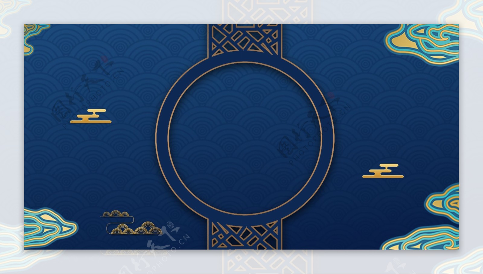 新式中国风复古祥云简约大气海报图片素材-编号32370928-图行天下
